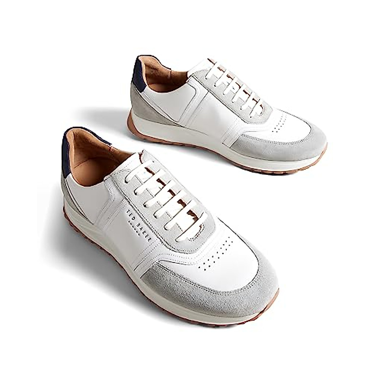 Ted Baker Men's FRAYNEY Leather and Suede Sneaker, Navy, 10