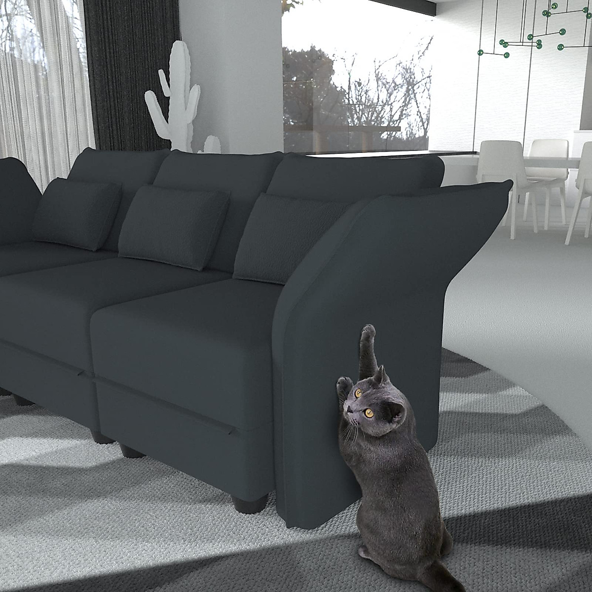 LLappuil Modular Pair of Side Armrest Backrest Module Sofa for Convertible Modular Sectional Couch Sofa Side Armrest, Backrest Grey