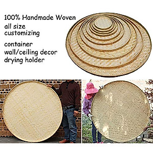 TimesFriend 100% Handwoven Flat Wicker Round Fruit Basket Woven Food Storage Weaved Shallow Tray Organizer Holder Bowl Decorative Rack Display Kids DIY Drawing Board (50cm/20,42cm/17,36cm/14,30cm/12)