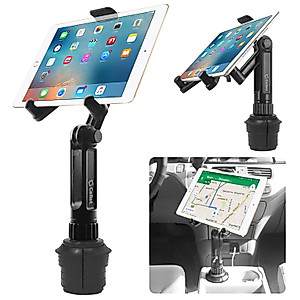 Car Tablet Mount with a Cup Holder Base Compatible for Apple iPad, iPad Pro, iPad Air, iPad Mini, Samsung Galaxy Tablet, Google Pixel Tablet, Amazon Kindle Fire and Smartphones