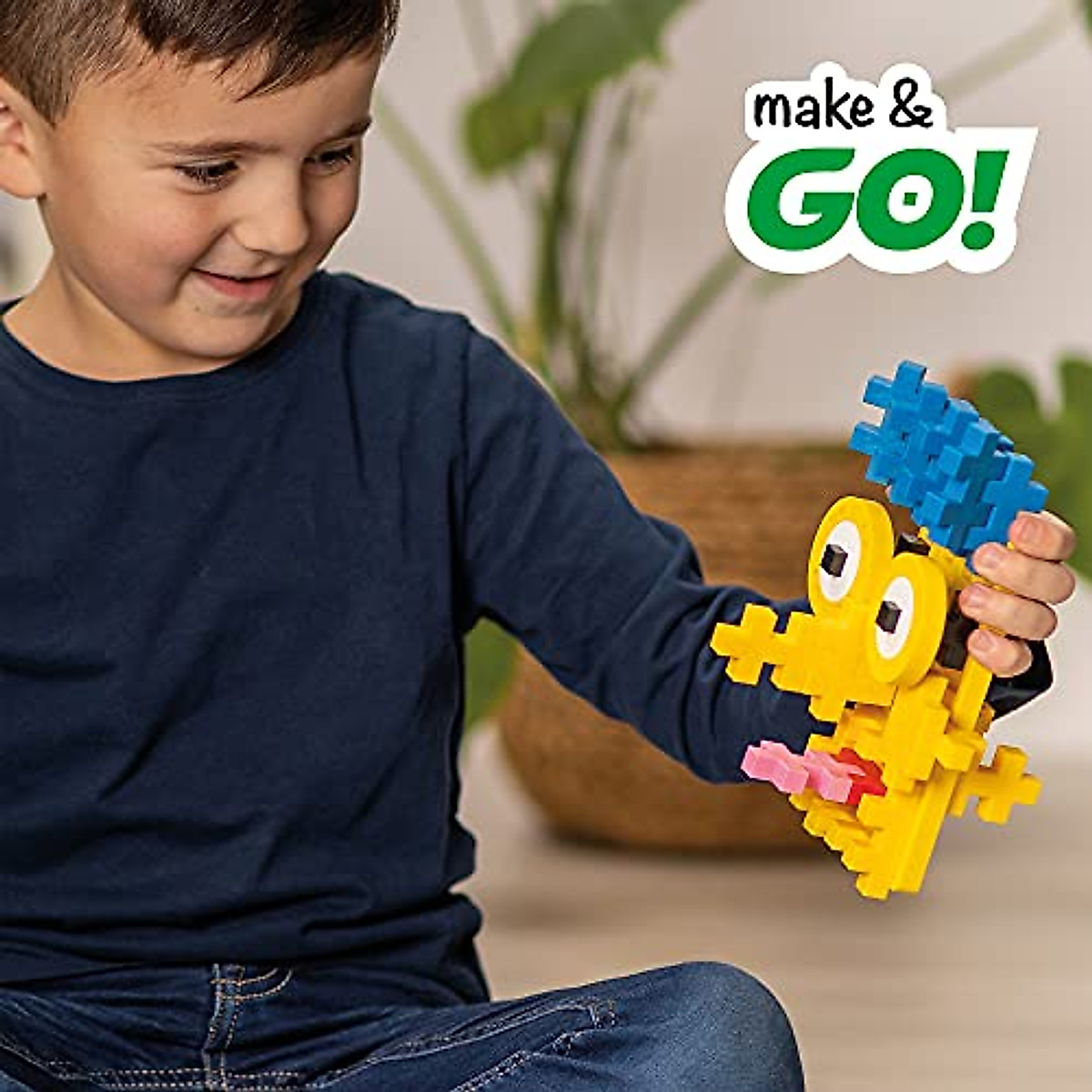 PLUS PLUS Big - Make & GO! - 70 Pieces - Construction Building Stem/Steam Toy, Interlocking Large Puzzle Blocks for Toddlers and Preschool