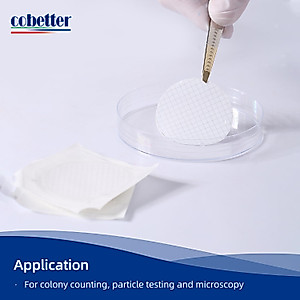 COBETTER 100 Pack MCE Gridded Membrane Filter Sterile 47 mm Diameter and 0.45um Pore Size Mixed Cellulose Esters Membrane Disc Filter Individual Pack