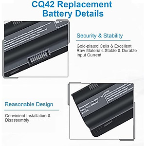 593553-001 CQ42 MU06 Laptop Battery Replacement for HP Spare 593554-001 593550-001 593562-001 G62 Pavilion G6 G7 DV7 HSTNN-LB0W Presario CQ56 CQ57 CQ62, Compatible with HP MU09 (10.8V 8800mAh 9-Cell)