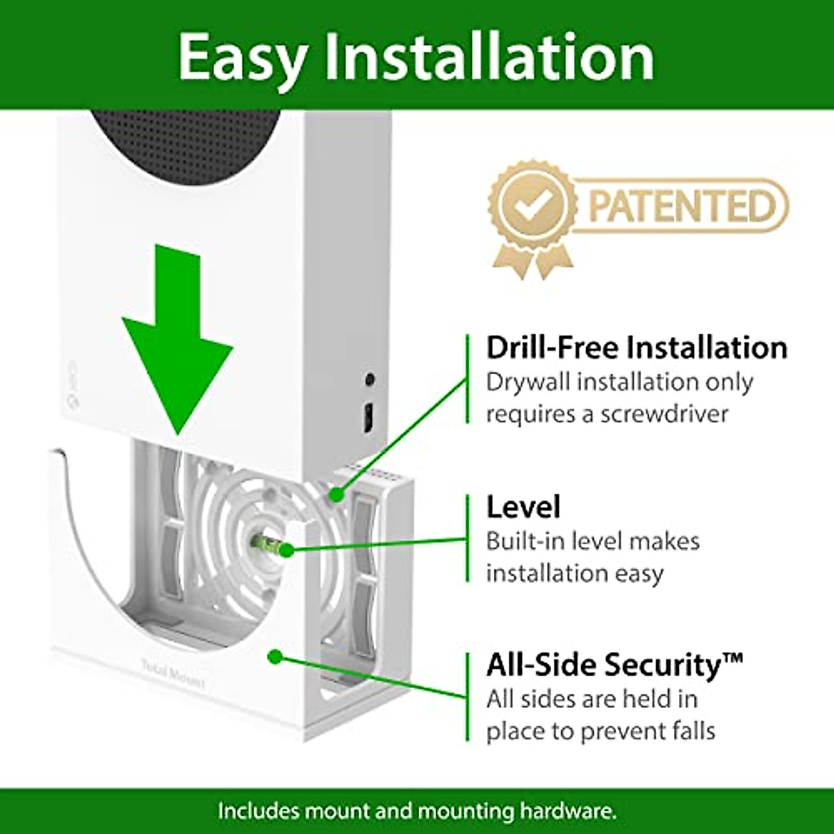 TotalMount – Wall Mount – Mounts Xbox Series S on a Wall by Your TV (White)