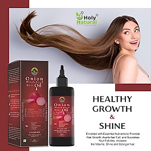 100% Natural Onion Black Seed Hair Oil (8.45 fl oz / 250 ml) I Supports long, lustrous & shiny hair I No mineral