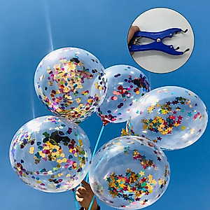 2 Pcs Balloon Filling Expander Pliers, Stainless Steel Balloon Stuffing Tool, Balloon Stretcher for Balloon Sequin Stuffing with 50 Pcs Transparent Balloons and Sequin