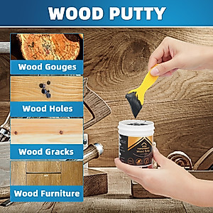 Deuvuo Black Wood Filler Putty, High-Performance Black Wood Filler Paste kit - Quickly Fix Wood Cracks and Blemishes with Wood Hole Filler - Paintable, Stainable, Sandable & Quick Drying - 9.87 Ounce