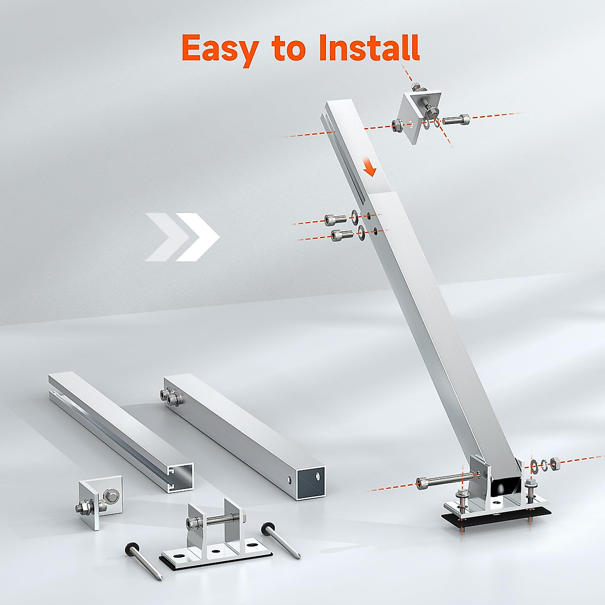 RICH SOLAR Adjustable Solar Panel Tilt Mount Brackets Support up to 300 Watt Solar Panel for Roof, RV, Boat and Any Flat Surface, for on-Grid/Off-Grid Systems