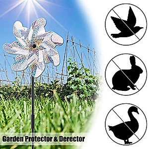 ELECTRFIRE Pinwheels for Yard and Garden Reflective with Stakes 10 Pack, Extra Sparkly Pin Wheel for Garden Decoration, Outdoor Wind Catcher