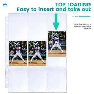 360 Pockets Binder Card Sleeves Double-Sided 9 Pocket Trading Card Pages for 3 Ring Binder, Clear Plastic Pages Sleeves for Sport Cards, Business Cards, Game Cards, Photos