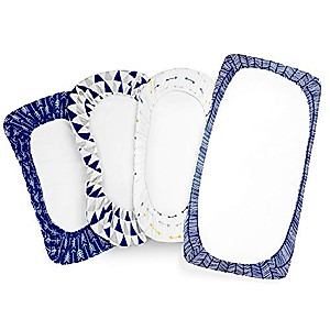 Bassinet Bed Sheets – Premium Bassinet Fitted Sheets 4 Pack – 100% Jersey Knit Cotton Cradle Sheets – Bassinet Bedding for Standard Size Oval or Halo Bassinet Pads – Bassinet Sheet for Boy & Girl