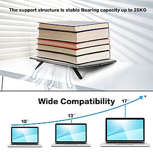 Zupro Portable Laptop Stand,Foldable Adjustable Heights,Invisible Aluminum Lightweight Laptop Keyboard Holder Riser,Ergonomic,Compatible with 10 to17 Inches Notebook Computer.Self-Adhesive.(Silver)