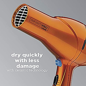 INFINITIPRO BY CONAIR Hair Dryer, 1875W Salon Performance AC Motor Hair Dryer, Conair Blow Dryer, Orange
