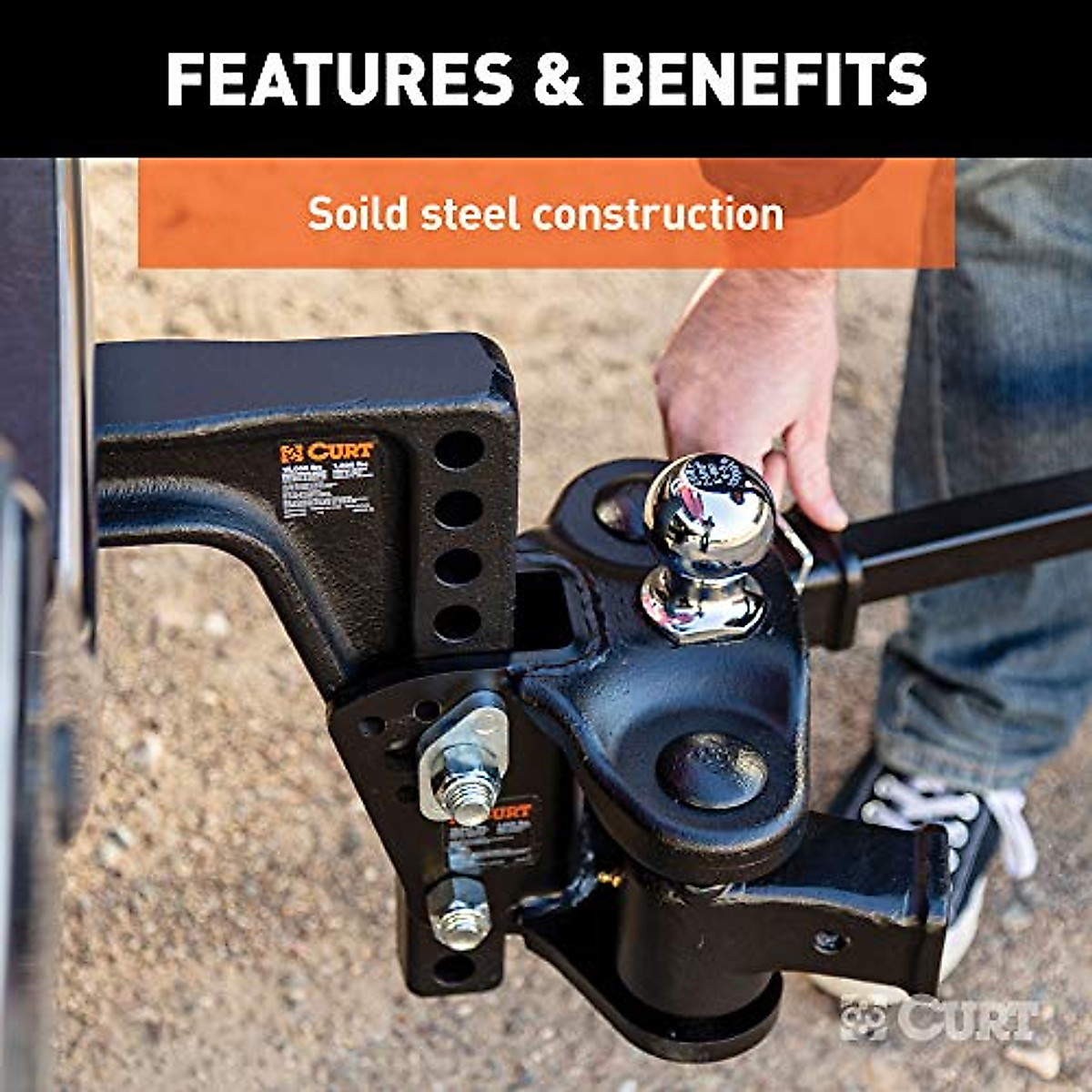 CURT 17132 Replacement Weight Distribution Hitch Shank, 2-1/2-Inch Receiver, 8-Inch Drop