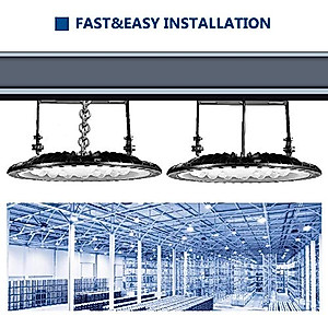 Atralife UFO LED High Bay Light 100W Industrial Light Ceiling Light 13000 Lumen 6000-6500K IP65 Warehouse LED Lights- Commercial Bay Lighting for Warehouse Garage Factory Workshop Gym (100W)