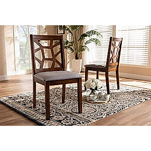 Baxton Studio Abilene Mid-Century Grey Fabric Upholstered and Walnut Brown Finished Dining Chair