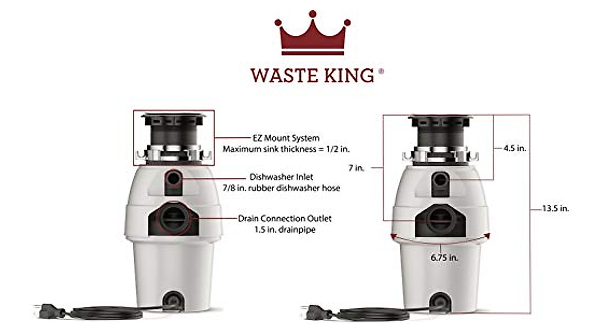 Waste King L-2600 1/2 HP Garbage Disposal - Efficient & Easy