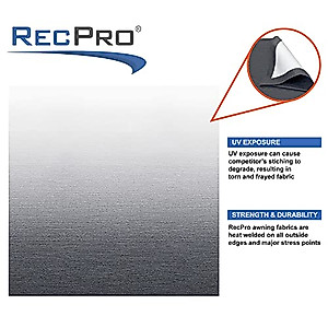 RecPro RV Awning Fabric Replacement | Width Options from 8 Feet to 22 Feet | Variety of Color Options | 8' (96") Length RV Awning Replacement | Premium Vinyl (18' - Actual Width 17' 1", Gray Fade)