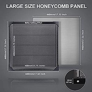 Ortur Selected Honeycomb Laser Bed 400mm x 400mm, Laser Honeycomb Working Table Panel for Laser Engraver Accessories, Fast Heat Dissipation, Desktop Protection, 17.32"x17.32"x0.87"