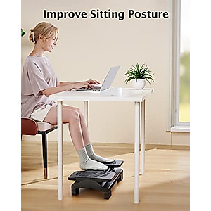 HUANUO Foot Rest Under Desk, Adjustable Ergonomic Footrest for Under Desk at Work or Gaming with Massage Texture and Roller, 20 Degree Tilt Angle Adjustment, Foot Stool for Office, Home