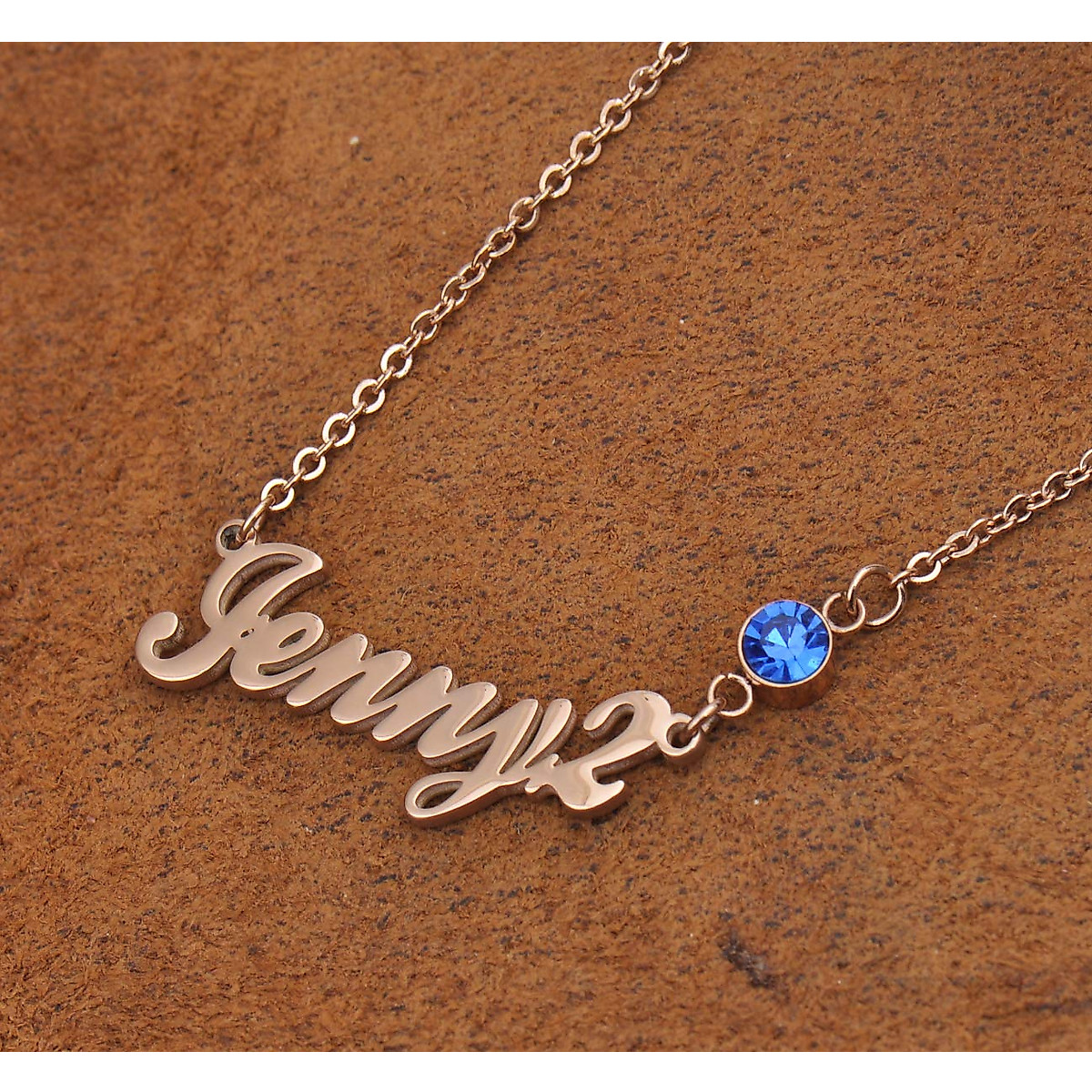 LikeFun Custom My Name Necklace with Birthstone Personalized Cobi Name Jewelry