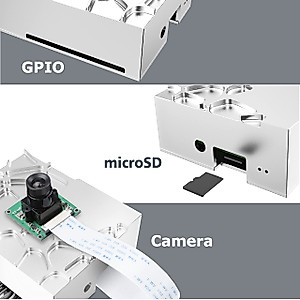 Akasa Gem Pro, Pure Aluminum Raspberry Pi 4 Case, Heavy Duty Pi 4 Heatsink, Ultra Quiet Passive Cooling Raspberry Pi Housing, Supports Raspberry Pi 4 Model B, Silver, A-RA09-M2S