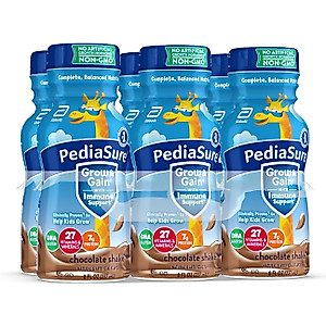 PediaSure Grow & Gain With Immune Support, Kids Protein Shake, Chocolate, 8-fl-oz Bottle, 6 Shakes