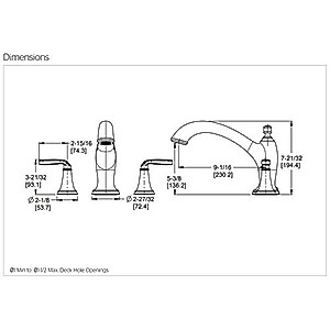 Pfister Northcott Roman Bathtub Faucet (Valve Sold Separately), 2-Handle, 3-Hole, Tuscan Bronze Finish, RT65MGY