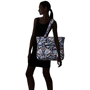 Vera Bradley Women's Cotton Vera Tote Bag, Java Navy Camo - Recycled Cotton, One Size