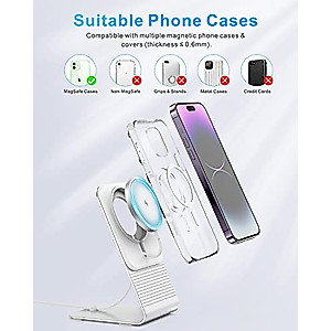 Magnetic Wireless Charger, Mag-Safe Charger Stand with 20W USB C PD Adapter, Mag-Safe Charging Station Compatible with iPhone 14/13/12 Series, Fast Wireless Charging Pad with Phone Stand
