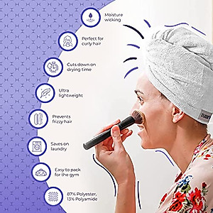 Turbie Twist Microfiber Hair Towel Wrap for Women and Men | 2 Pack | Bathroom Essential Accessories | Quick Dry Hair Turban for Drying Curly, Long & Thick Hair (White, White)