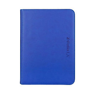 BCW Z-Folio 9-Pocket LX Album - Blue | Secure Zipper Card Organizer | Premium Leatherette Card Collection Binder | Trading Card Binder for Pokemon, MTG, Sport Cards and More