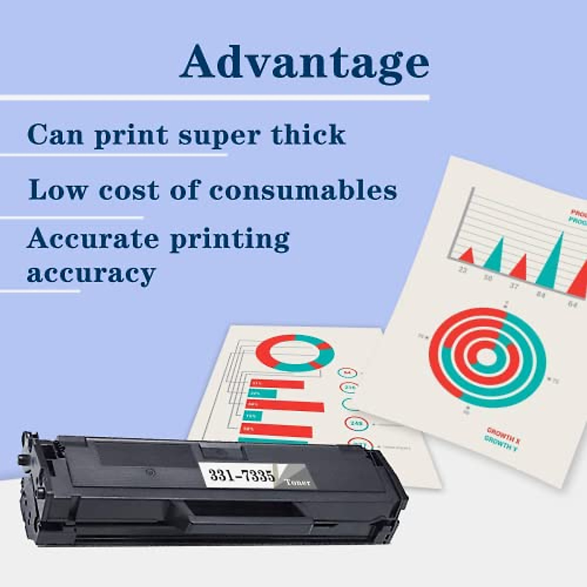 2-Pack 331-7335 Toner Cartridge Replacement for DELL YK1PM HF44N HF442 B1160 B1160w B1163w B1165nfw Printer., Black, CS-331-7335 2P