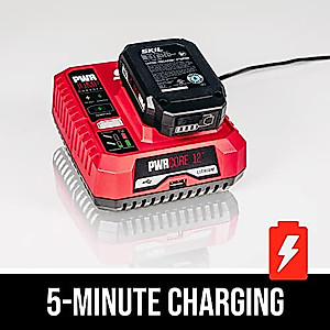 SKIL PWR CORE 12 Brushless 12V 1/2 In. Compact 3-In-1 Varible-Speed Hammer Drill Kit with 1/2'' Keyless Ratcheting Chuck & LED Worklight Includes 2.0Ah Battery and PWR JUMP Charger - HD6290A-10