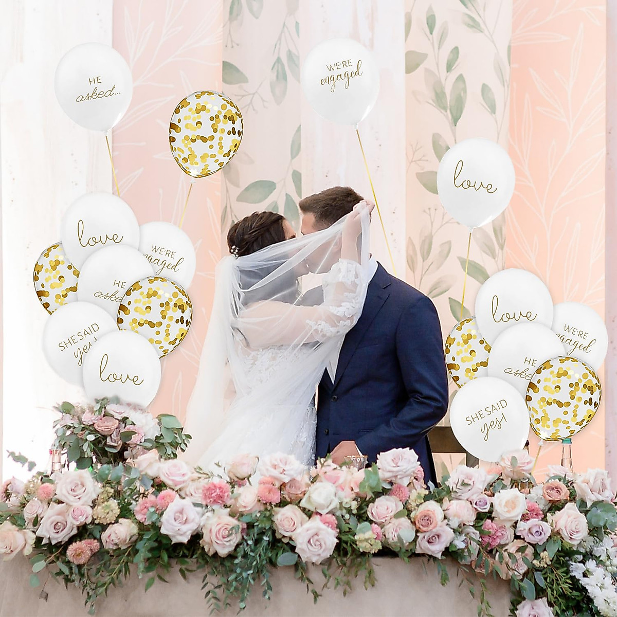 50Pcs Engagement Balloons, Engagement Party Decorations, He Asked balloons, She Said Yes Balloons, Gold Confetti Latex Balloon, Bridal Shower Engagement, Wedding Party Decoration