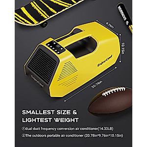 EUASOO Portable Air Conditioners, 2380BTU Fast Cooling Outdoor Air Conditioner, 240W Low Power Consumption Portable Mini Air Conditioner for Camping Tent, RV, Car, Truck, Van and Fishing-Yellow