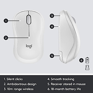 Logitech MK295 Wireless Mouse & Keyboard Combo with SilentTouch Technology, Full Numpad, Advanced Optical Tracking, Lag-Free Wireless, 90% Less Noise - Off White (Renewed)