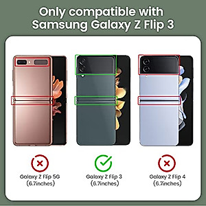 VEGO for Galaxy Z Flip 3 Ring Stand Case, Z Flip 3 All-Inclusive Cover Case with Hinge Protection and Glass Camera Lens Screen Protector for Samsung Galaxy Z Flip 3 5G (2021) - Purple