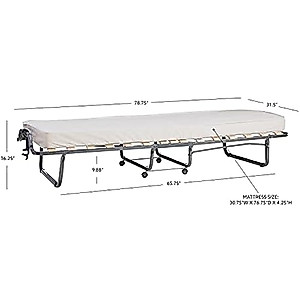 XMANX Convertible Folding Single Bed with 4" Memory Foam Layer Foam Mattress, Single Beige