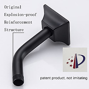 SEABEFORE 6 inch Standard shower arm Wall Mounted black shower head extension with unique square flange, Standard 1/2" Connection