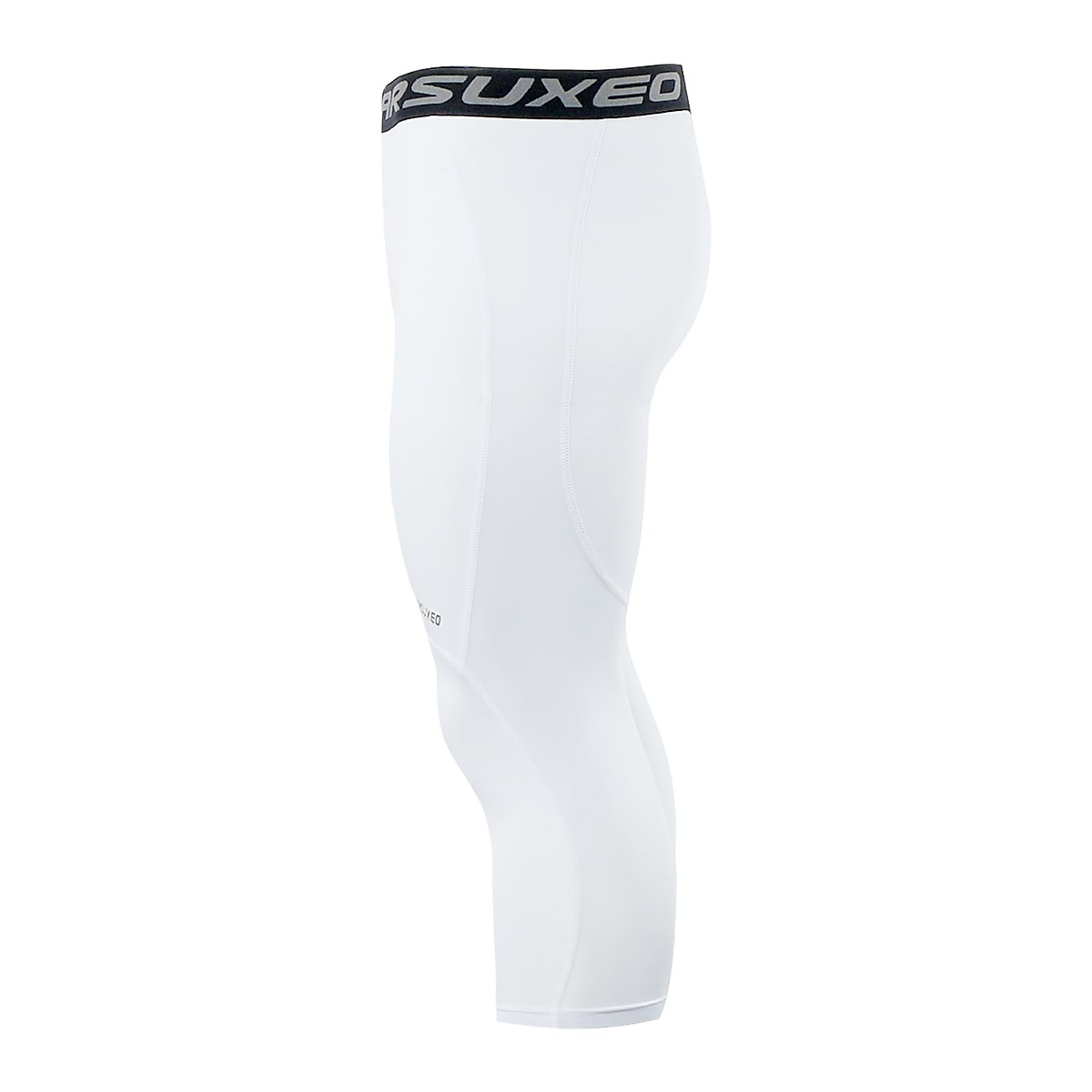ARSUXEO Men's 3/4 Running Compression Tights Capri Pants K75 White Size Medium