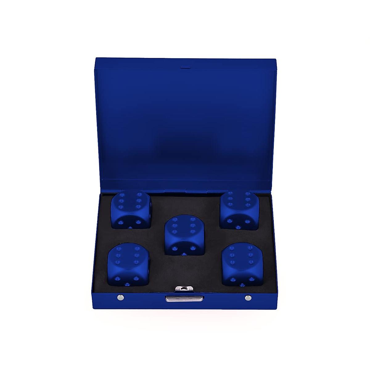 DS.DISTINCTIVE STYLE Aluminum Alloy Dice 5 Pieces 16mm Portable Metal Dices with Case 6 Sided Dice for Party Game (Blue Square)