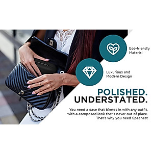 SpecNest SunGlasses Case - Vegan Leather Sunglass Holder with Mesh Foam to Cradle Sunglasses Securely - Hard Eyeglass Case with Metal Construction - Designed by Optical Professionals