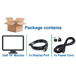 Dell E1916H LED-Backlit 19 Inch Anti-Glare (1366 x 768) Monitor, Display Port & VGA Ports, 16.7 Million Colors, 65 Degree Viewing Angle, 5ms Respond Time (Renewed)