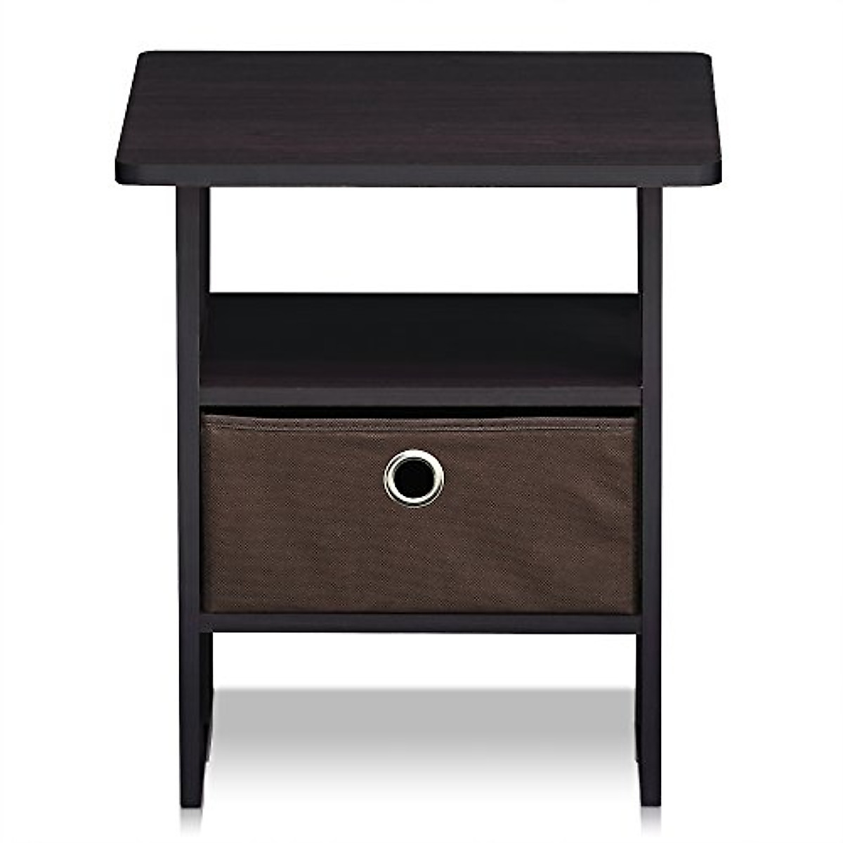 Furinno Andrey End Table / Side Table / Night Stand / Bedside Table with Bin Drawer, Dark Walnut, 1-Pack, Center Bin
