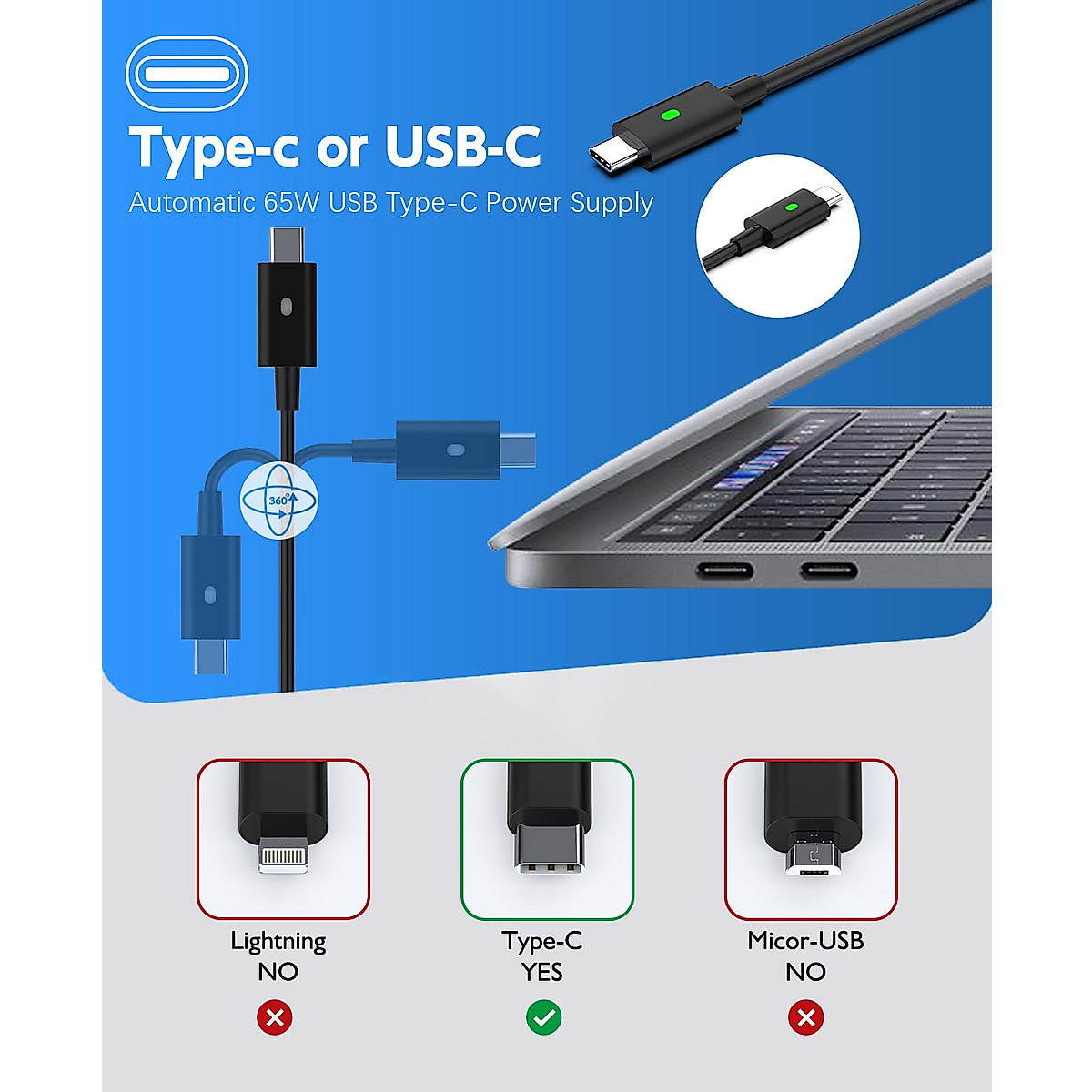 65W 45W USB C Laptop Charger for Dell Latitude 7420 5420 5520 5430 5440 7440 5450 5530 7330 7430 5540 5320 7320 9430 3450 3550 7410 2in1, XPS 13, Chromebook 3100 Computer Type C AC Adapter