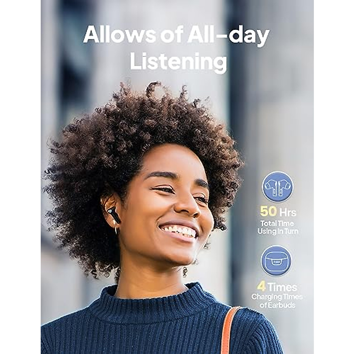 Wireless Earbuds Bluetooth V5.3 Headphones 50H Playback Deep Bass Stereo Ear Buds with LED Power Display Charging Case IPX7 Waterproof Earphones with Mic Headset for Laptop Pad Android/iOS Phones