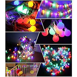 Globe Led String Lights, Mibote 55ft 112 Leds Colored Fairy Lights Waterproof Plug In String Lights for Halloween Outdoor Indoor Bedroom Patio Garden Party Wedding Patio Christmas Xmas Tree Decoration