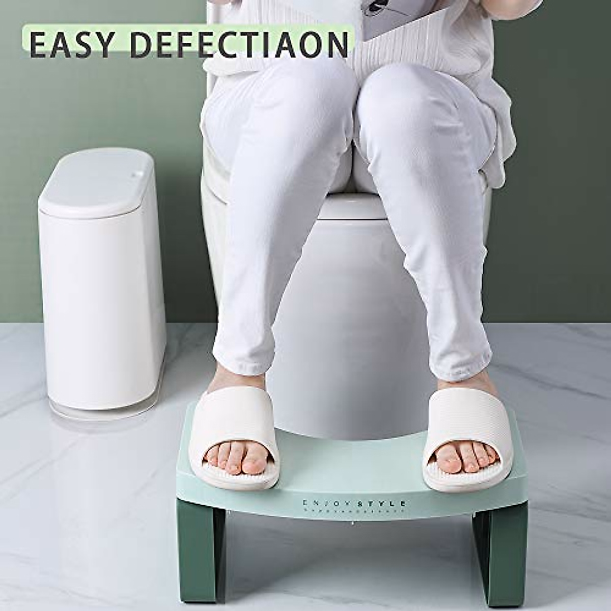 Pantula Toilet Stool Lightweight Squatting Step with Non-Slip Base 7'' Height Safe Healthier Proper Posture Simple Design for Kids Adults (Green)