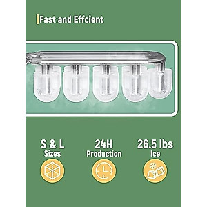 WANAI Ice Maker Countertop Portable Ice Maker Machine Self-Cleaning 26lbs/6-8Mins/24Hrs Ice Machine with Two Ice Cube Sizes and Scoop & Basket for Home/Office/Bar/RV Use